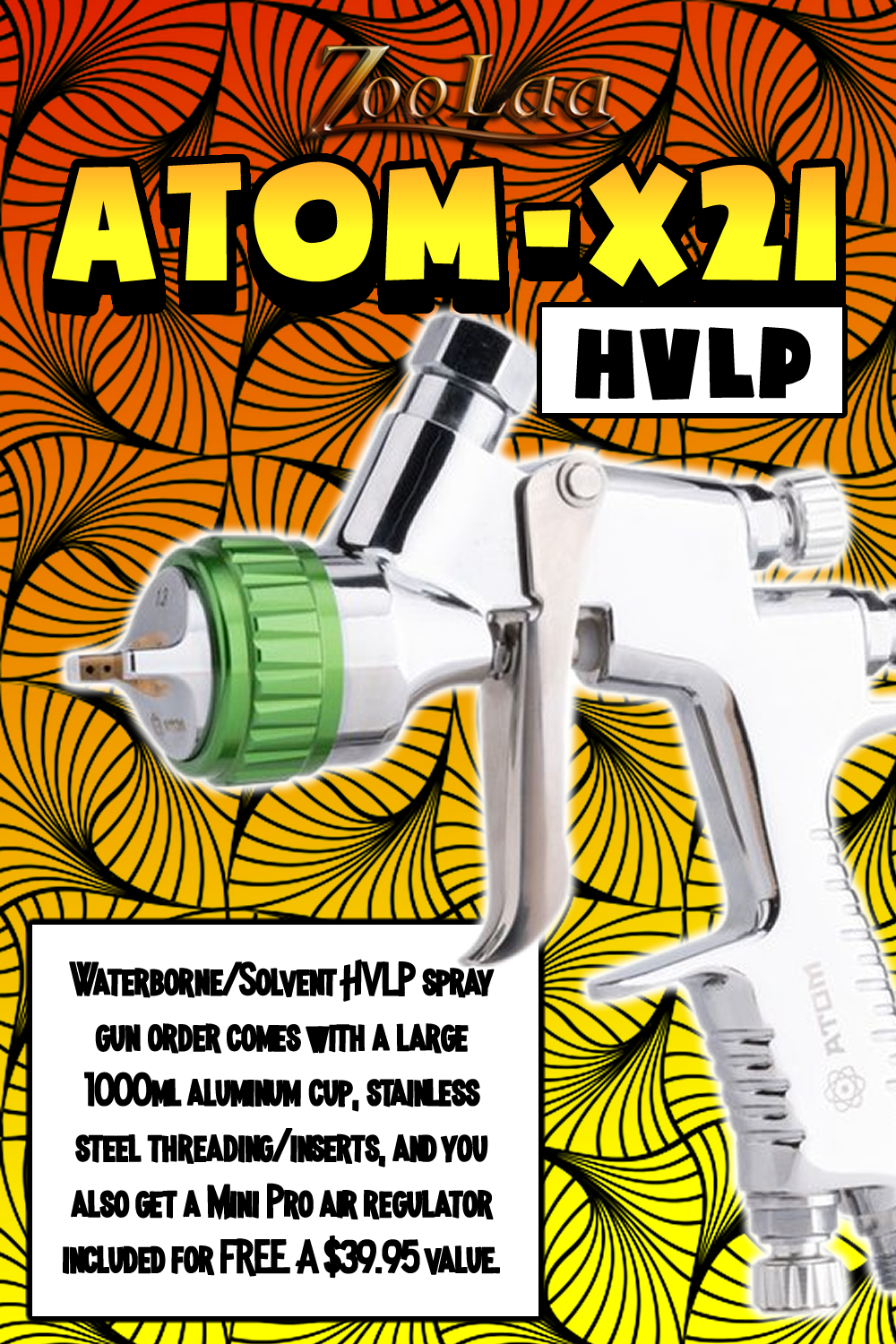ATOM X21 Professional Automotive Spray Gun - HVLP Solvent/Waterborne ...